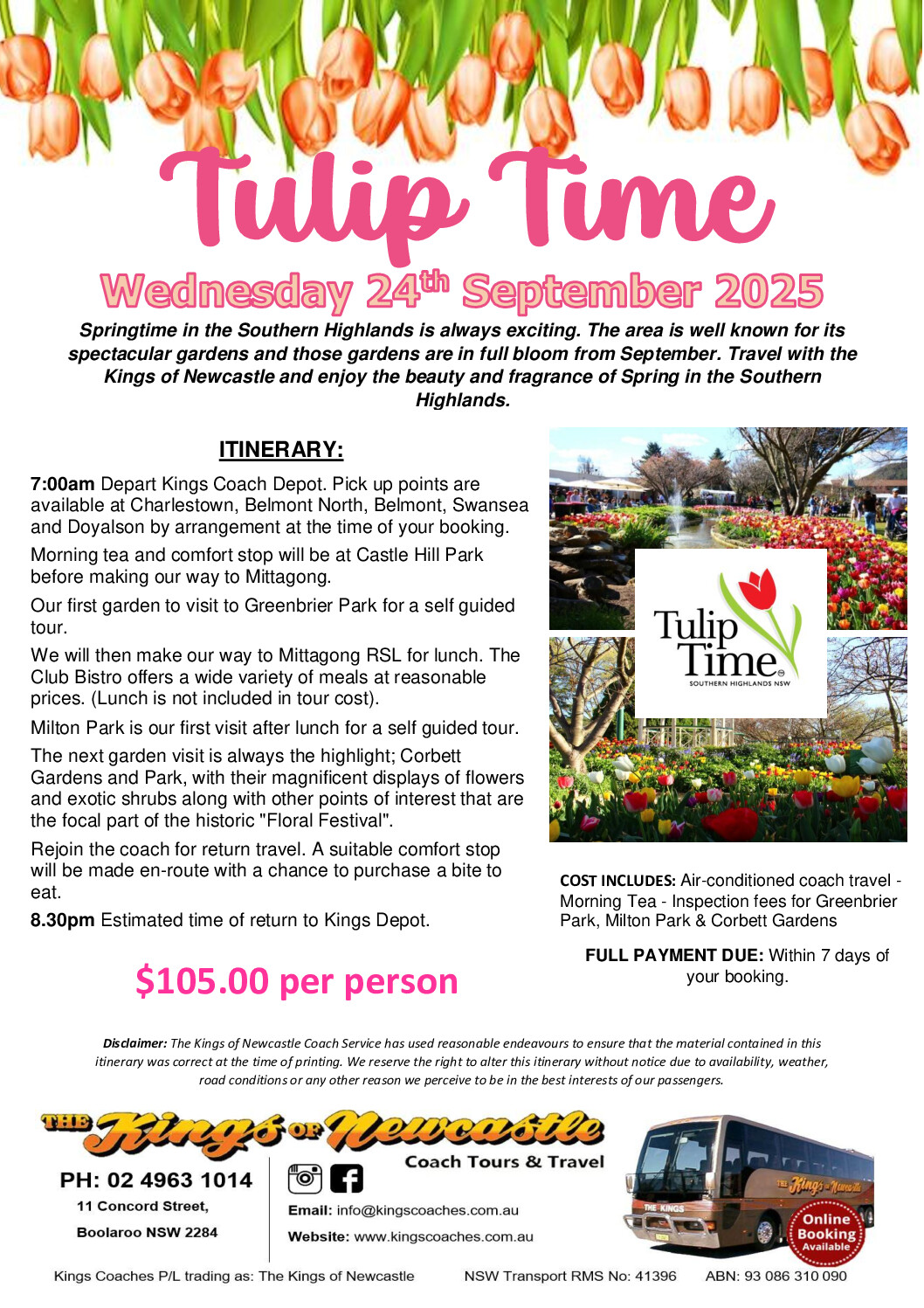 Tulip Time | Kings Coaches